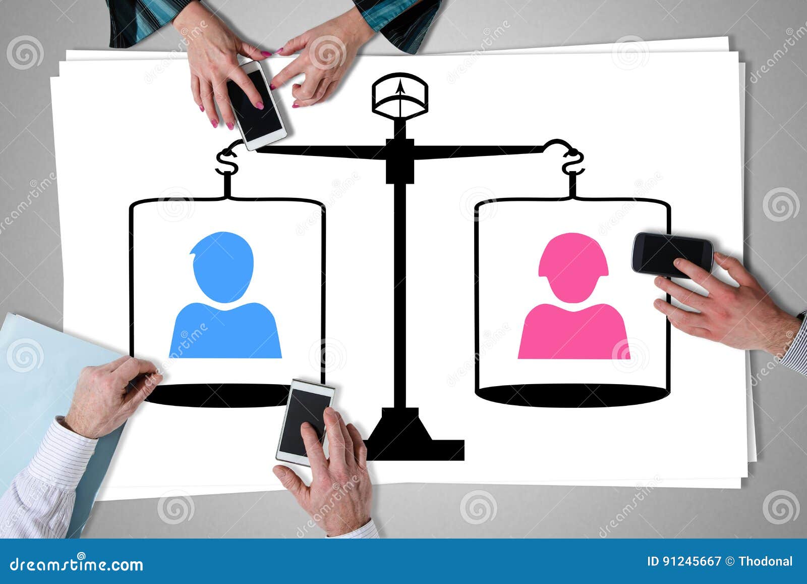 Equality Concept Placed on a Desk Stock Image - Image of people, male ...