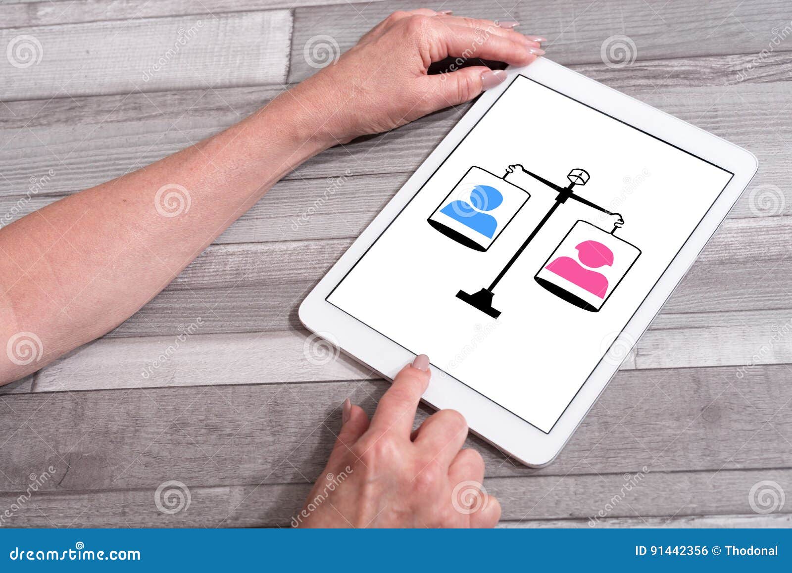 Equality Concept on a Tablet Stock Photo - Image of female, parity ...