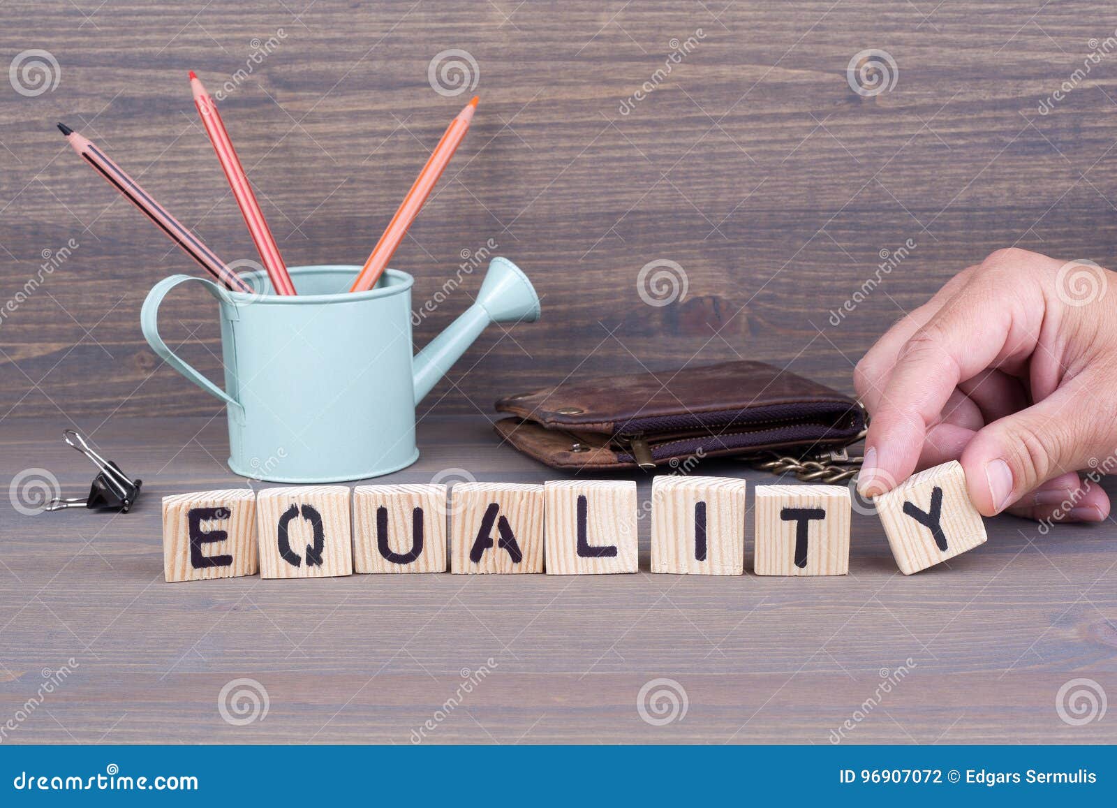 Equality Concept.Wooden Letters on Dark Background Stock Photo - Image ...