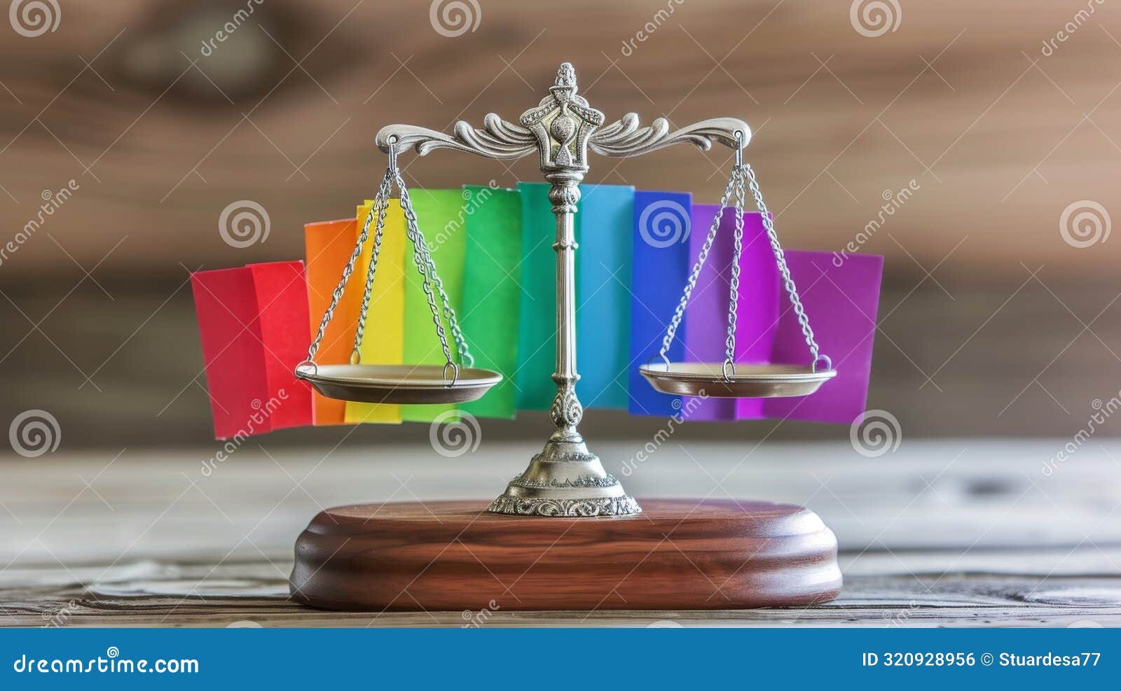 Ornate Scale with Rainbow Flags for Equality Concept Stock Photo ...
