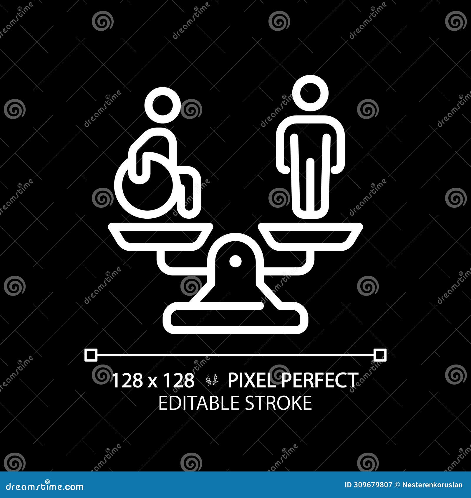 Equality and Diversity White Linear Icon for Dark Theme Stock Vector ...