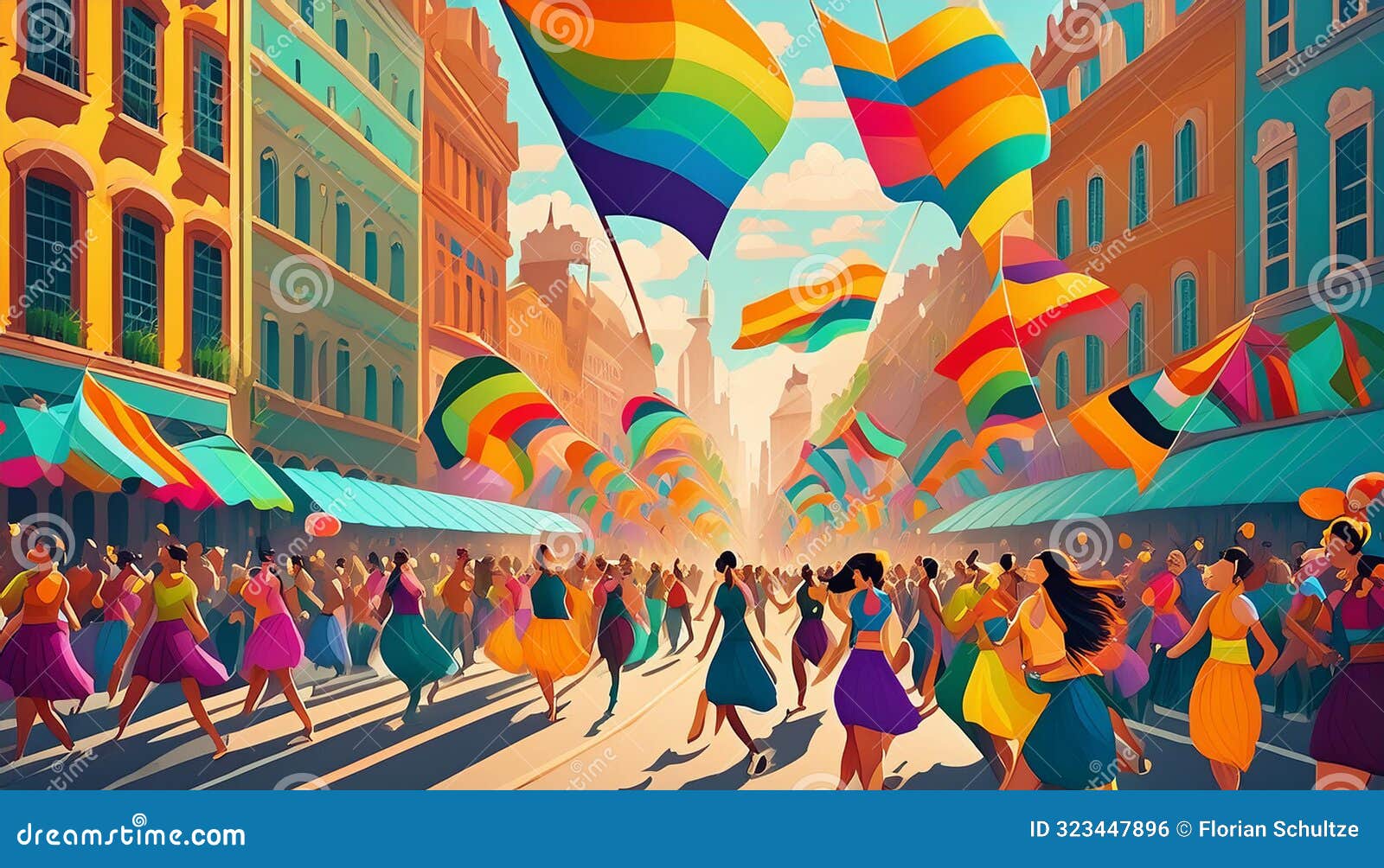 Equality Parade on the Streets Stock Illustration - Illustration of ...