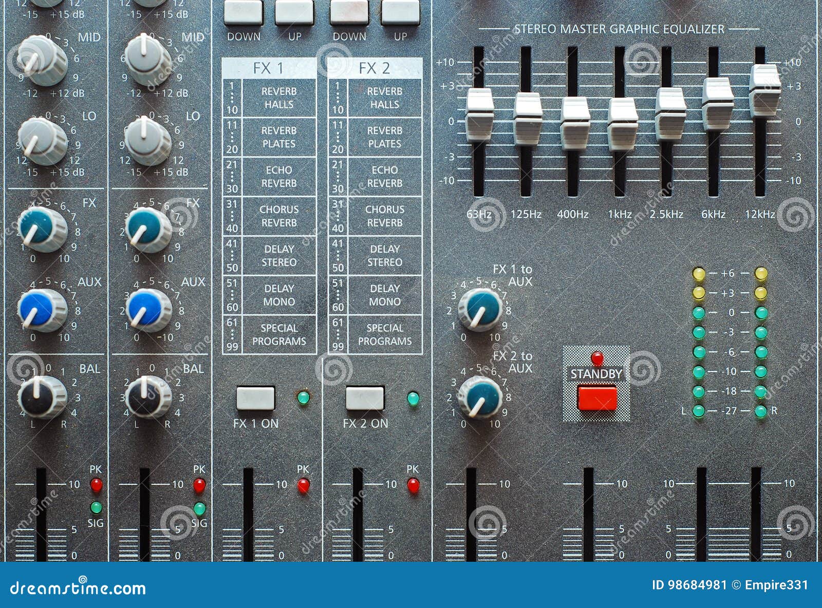 Equalizer stock image. Image of channel, mastering, knob - 98684981