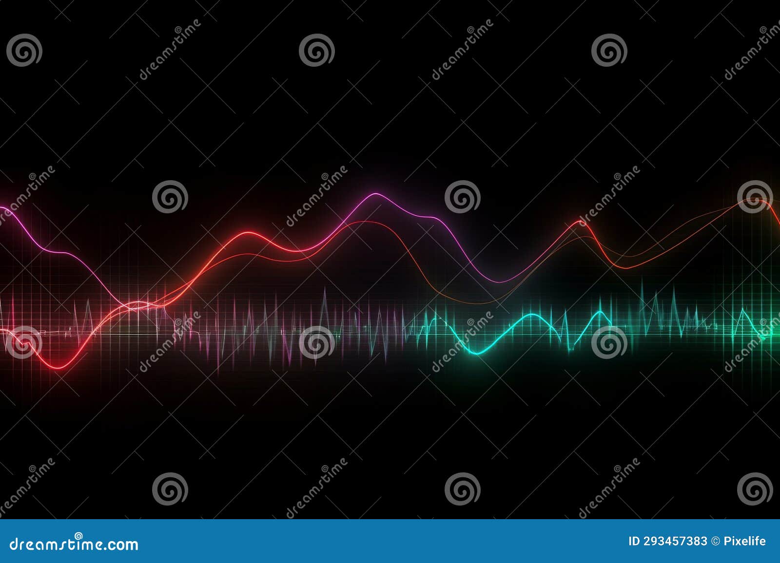 Equalizer Effect. Neon Lights. Sound Wave on a Black Background AI ...