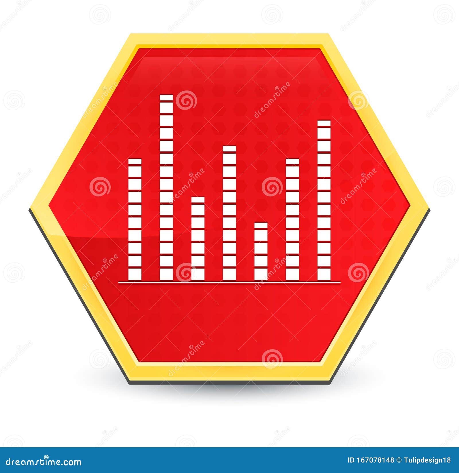 Equalizer Icon Abstract Red Hexagon Button Bright Yellow Frame Elegant ...