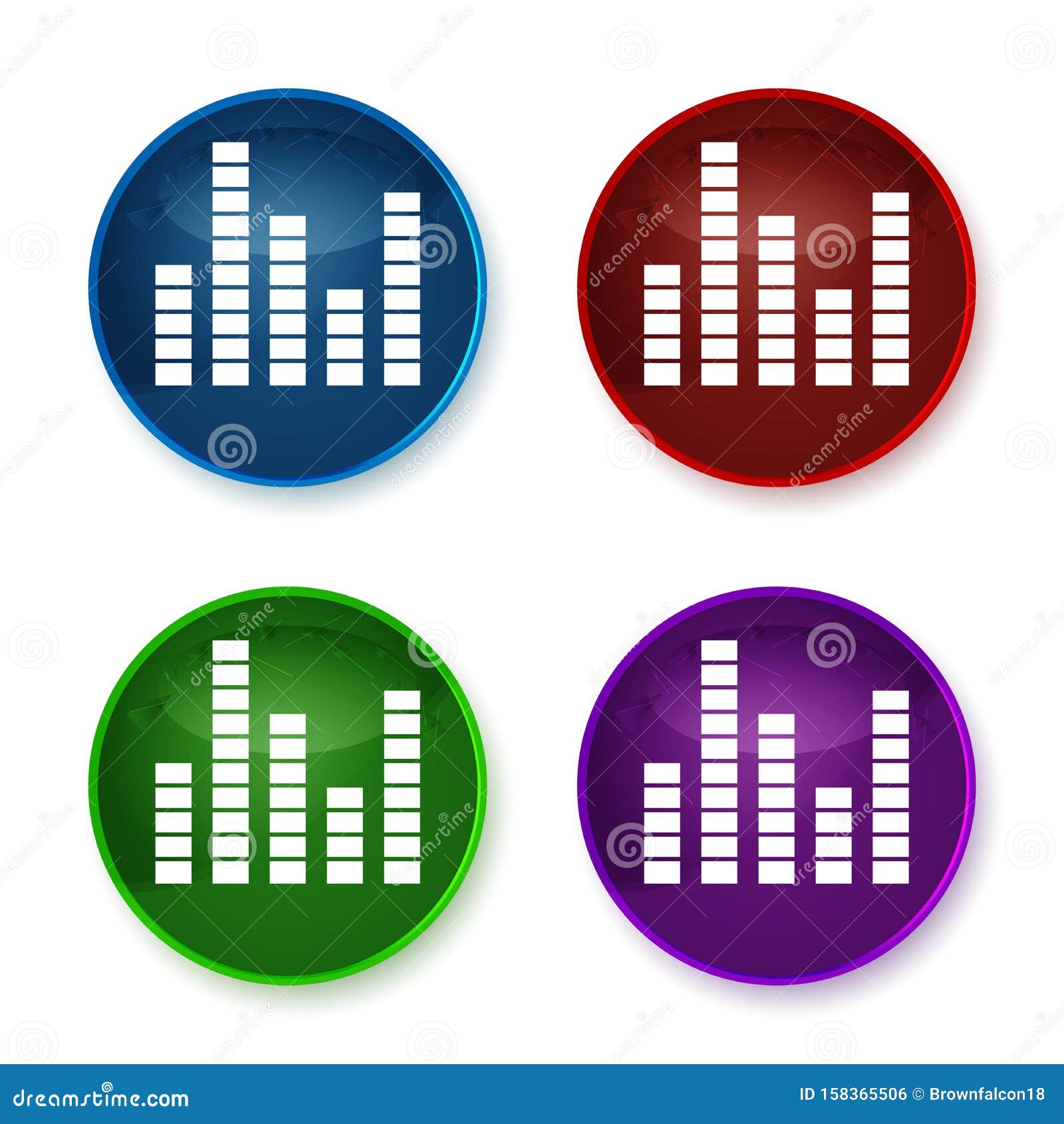 Equalizer Icon Shiny Round Buttons Set Illustration Stock Vector ...