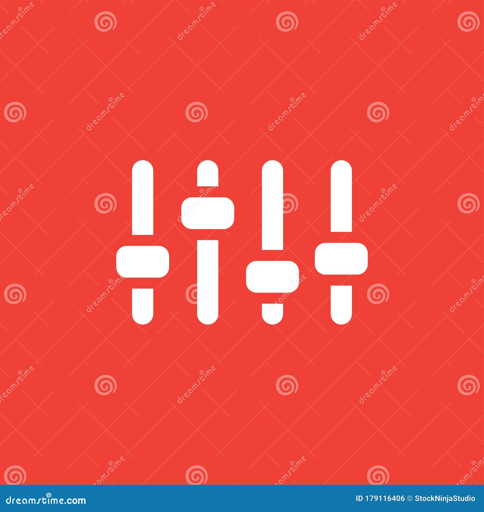 Equalizer Icon on Red Background. Red Flat Style Vector Illustration ...