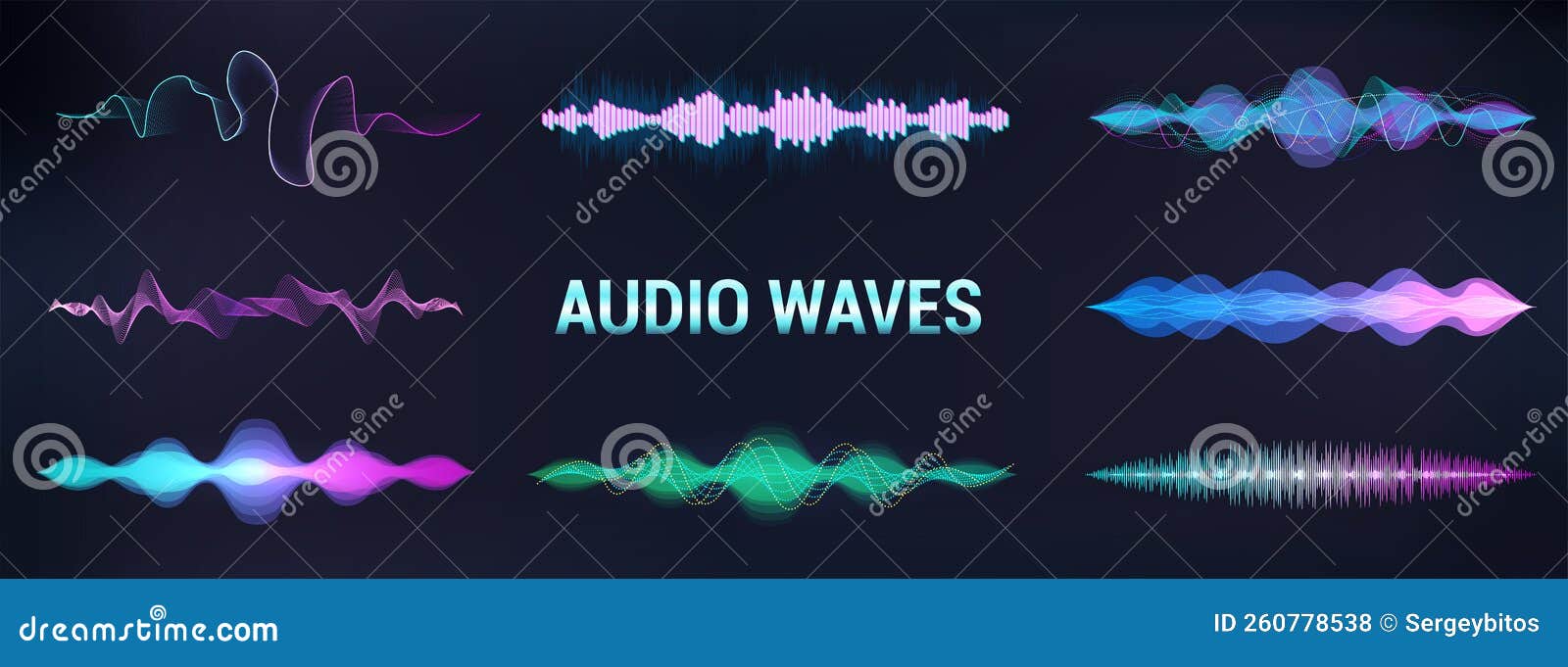 Equalizer Music Visualisation, Sound Waves Futuristic Set Stock Vector ...