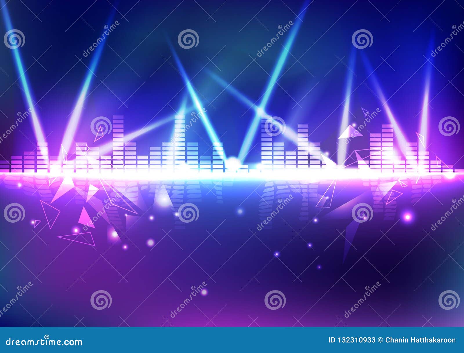 Equalizer, Music Volume with Triangle Neon Light Effect, Digital Stock ...