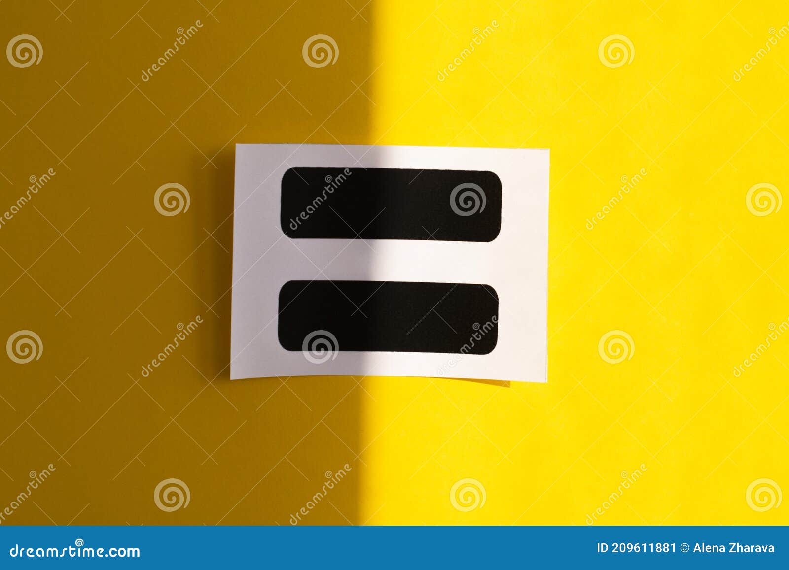 The Equals Sign with a Shadow on a Yellow Background Stock Image ...