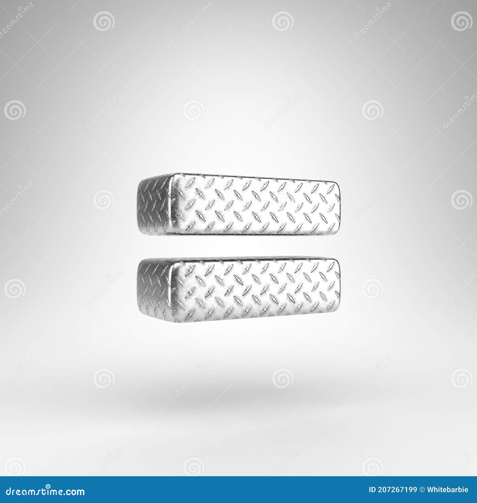 Equals Symbol on White Background. Aluminium 3D Sign with Checkered ...