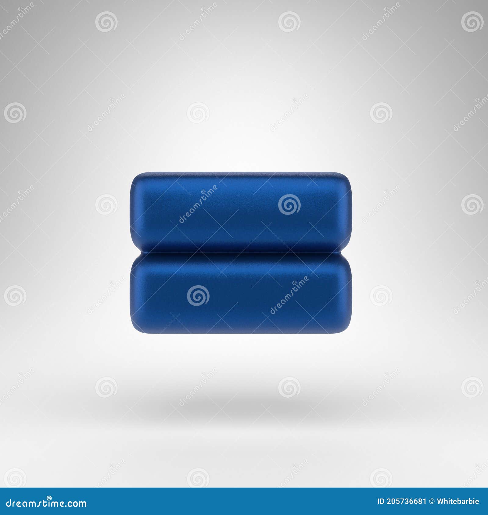 Equals Symbol on White Background. Anodized Blue 3D Sign with Matte ...