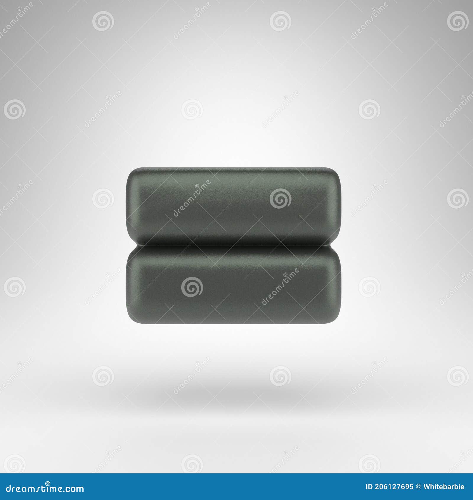 Equals Symbol on White Background. Anodized Green 3D Sign with Matte ...