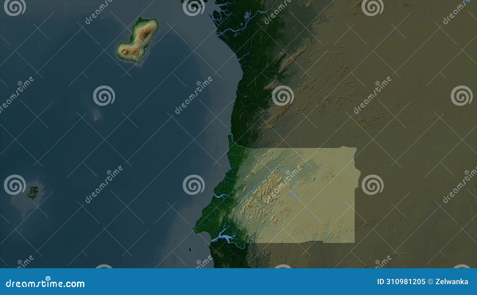Equatorial Guinea Highlighted. Physical Stock Illustration ...