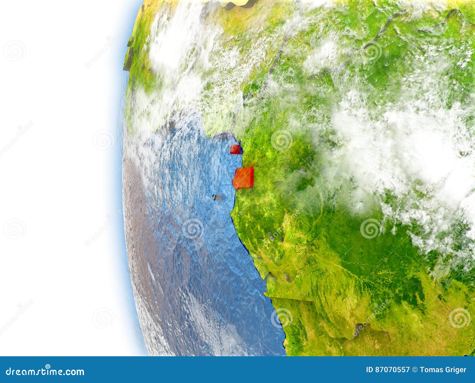 Equatorial Guinea on Model of Earth Stock Illustration - Illustration ...