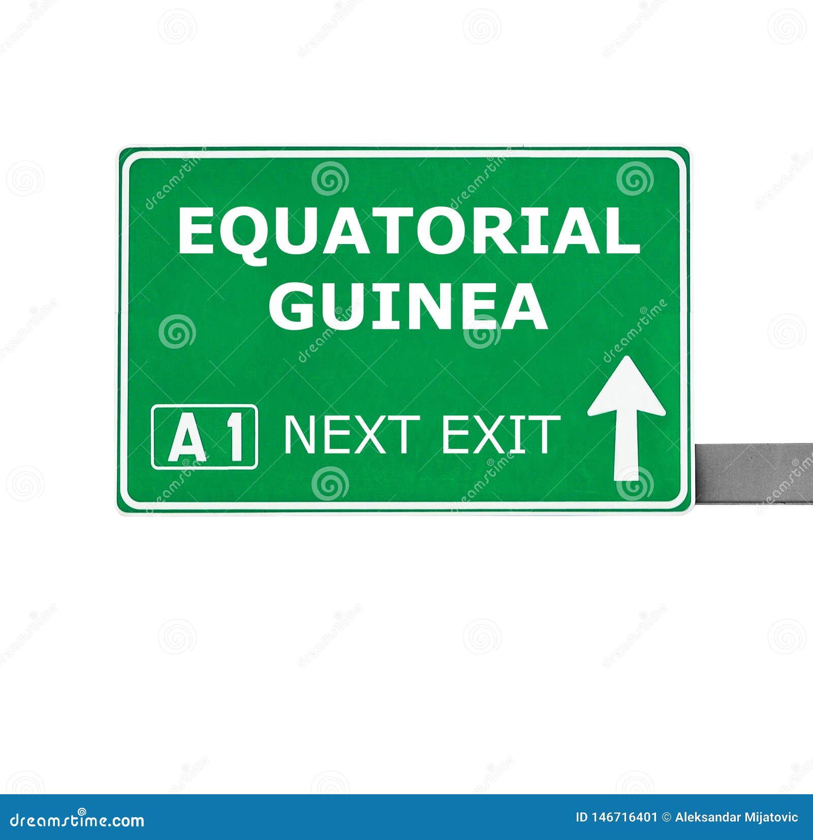 EQUATORIAL GUINEA Road Sign Isolated on White Stock Image - Image of ...