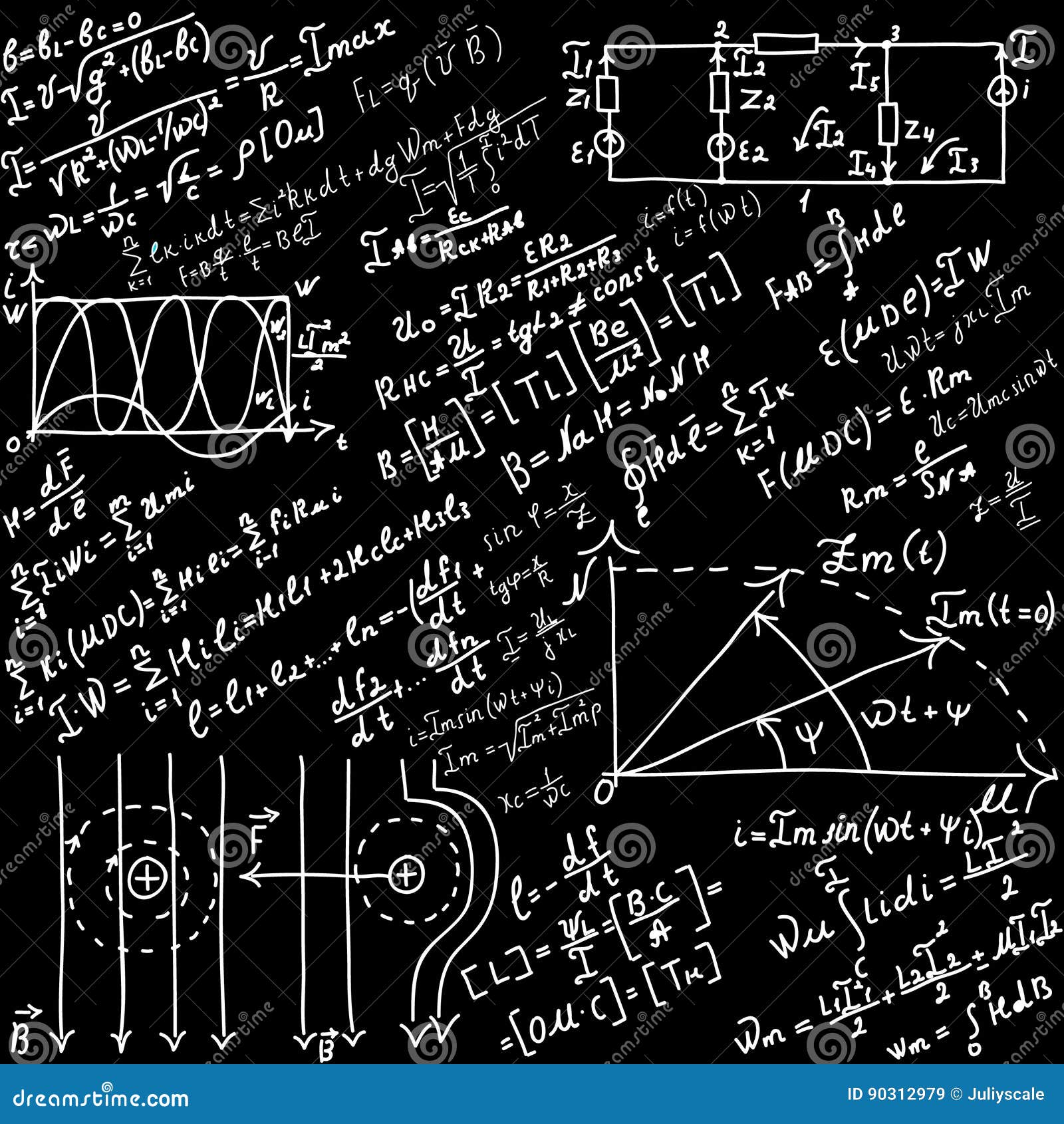 Equazioni E Formule Matematiche Illustrazione Vettoriale ...