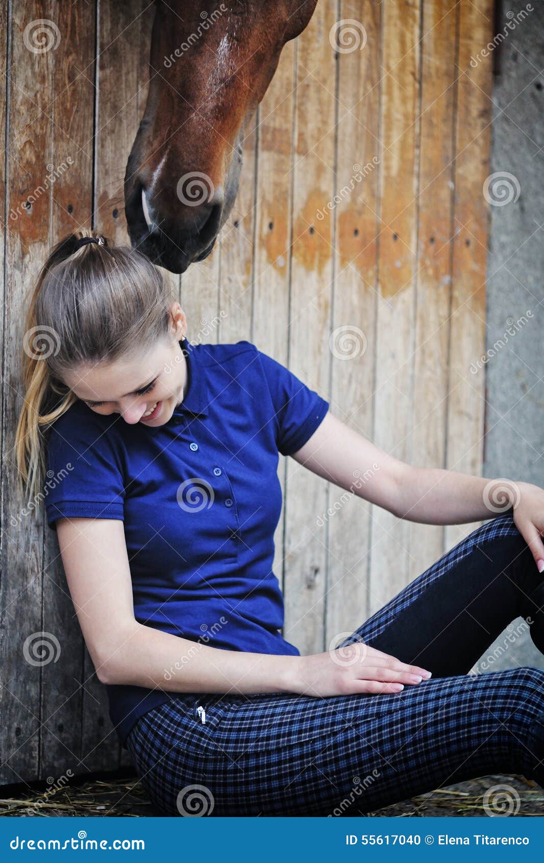 Equestrian Girl and Horse in Stable Stock Photo - Image of equine ...