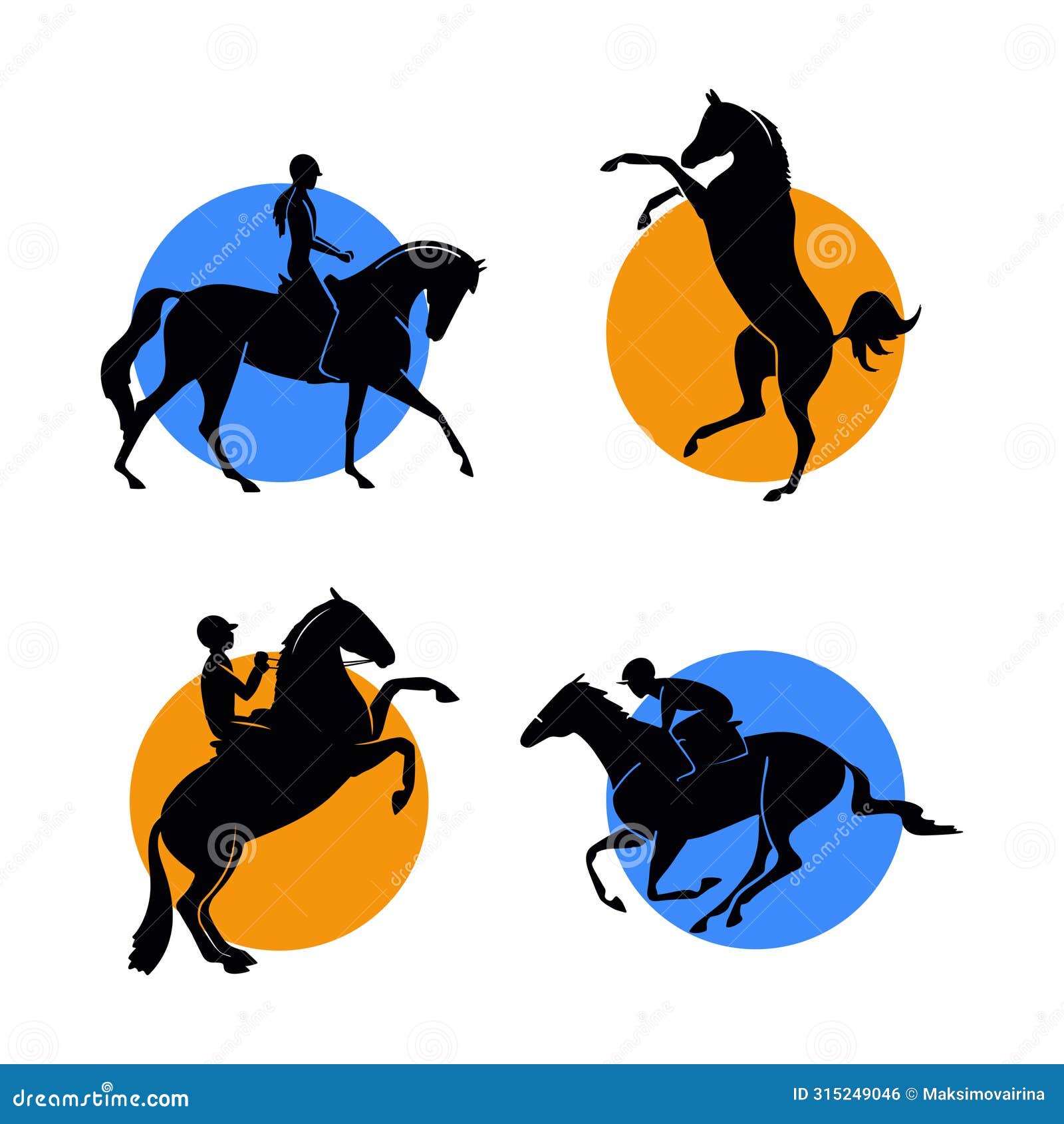 Equestrian Icons Flat Vector Illustration Stock Vector - Illustration ...