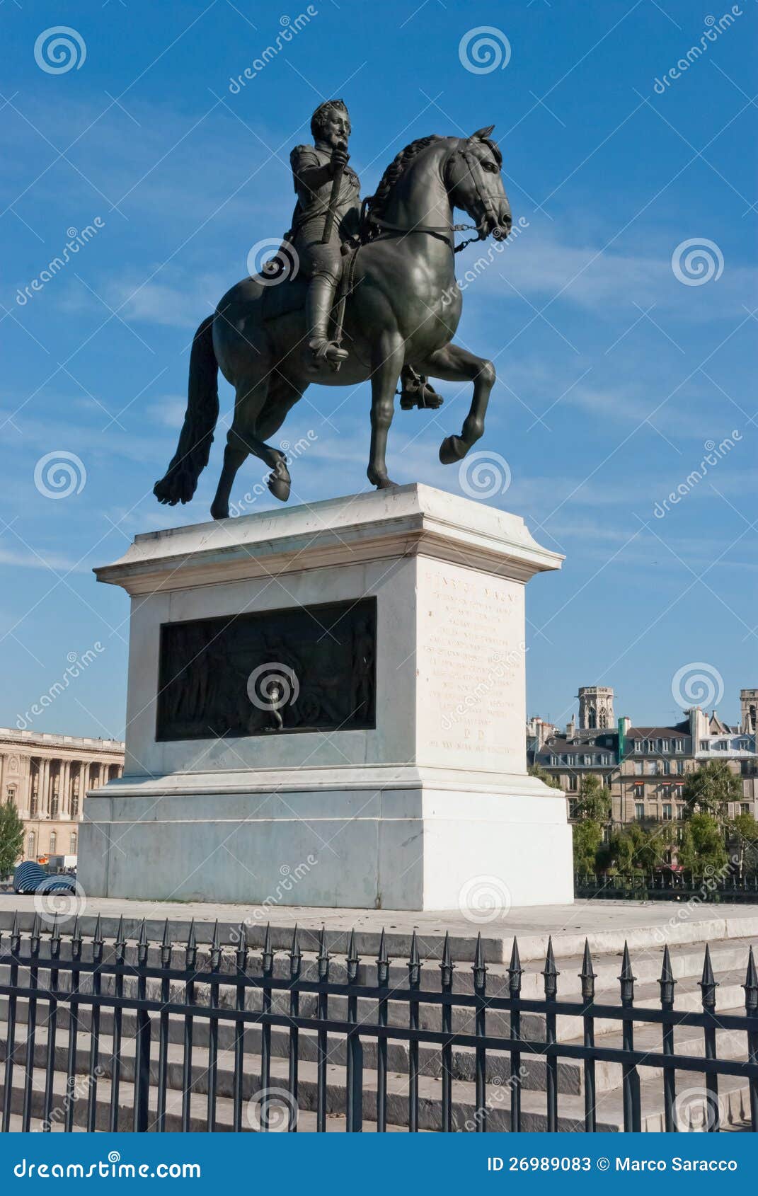 Equestrian Statue of Henry IV on the Pont Neuf Stock Image - Image of ...