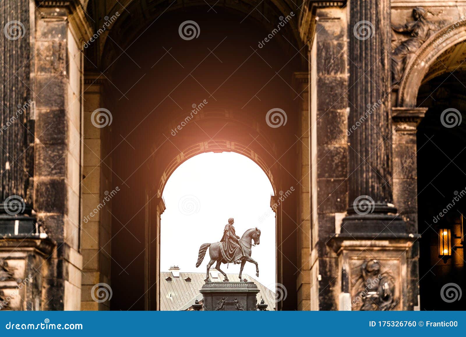 Statue of King Johann Saxon through the Arch Stock Photo - Image of ...
