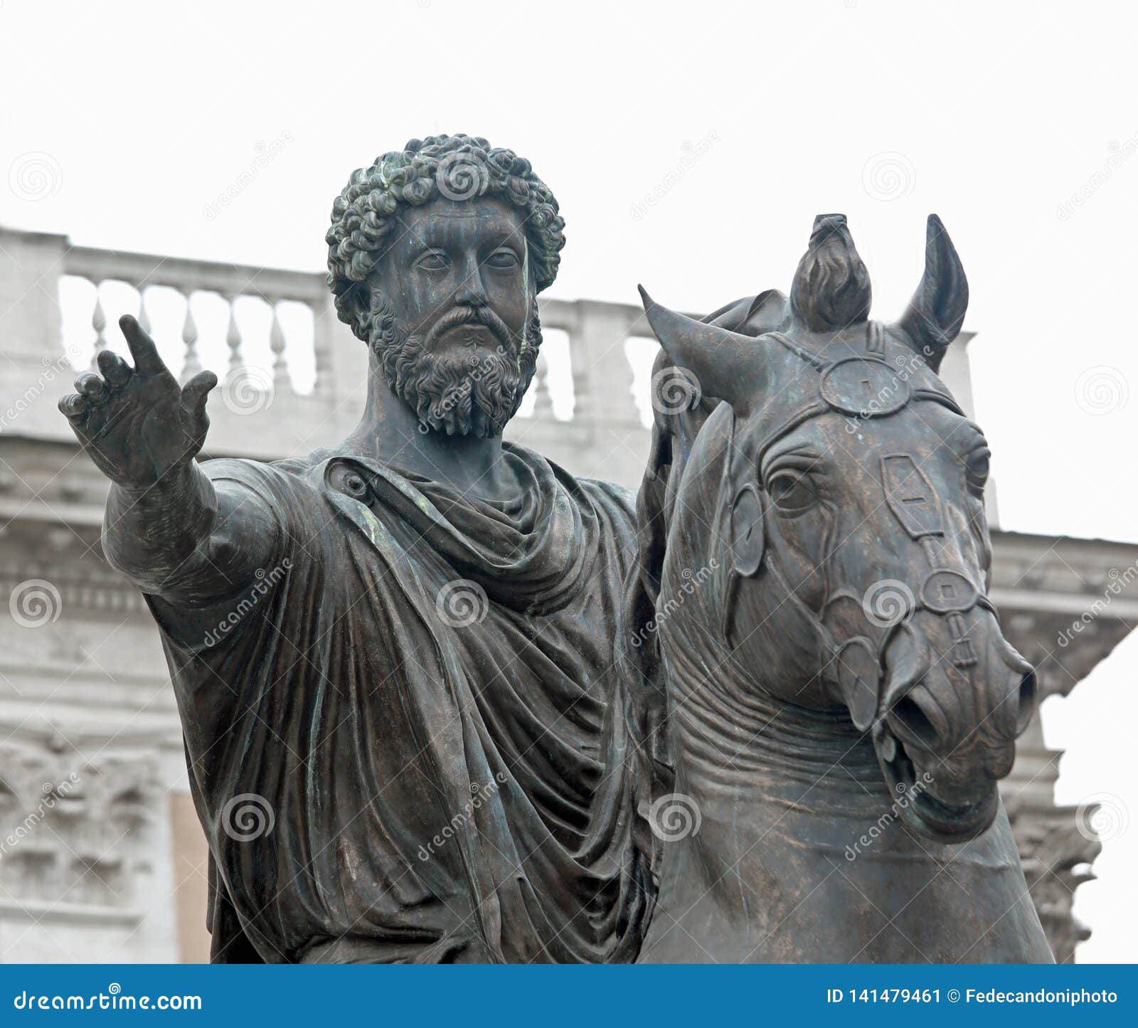 Ancient Equestrian Statue Of Marcus Aurelius Is An Roman Statue Stock ...