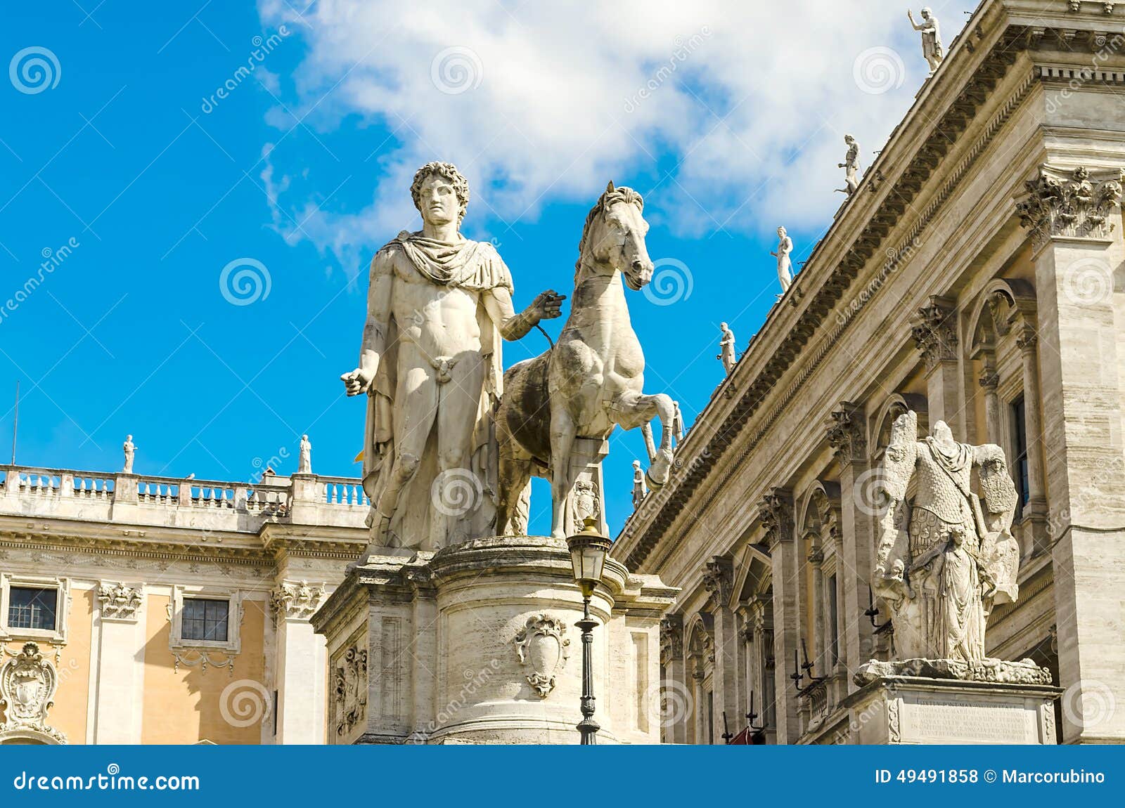 Equestrian Statue of Pollux on Capitol, Rome Stock Photo - Image of ...