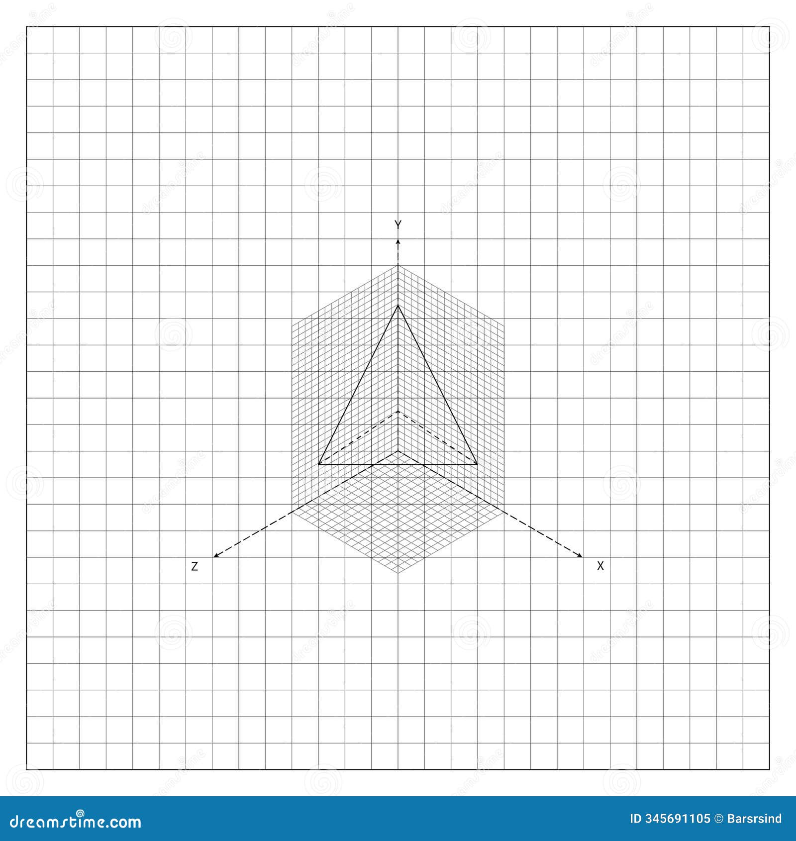 Equilateral Pyramid On Coordinate Grid On Notebook Cartoon Vector ...