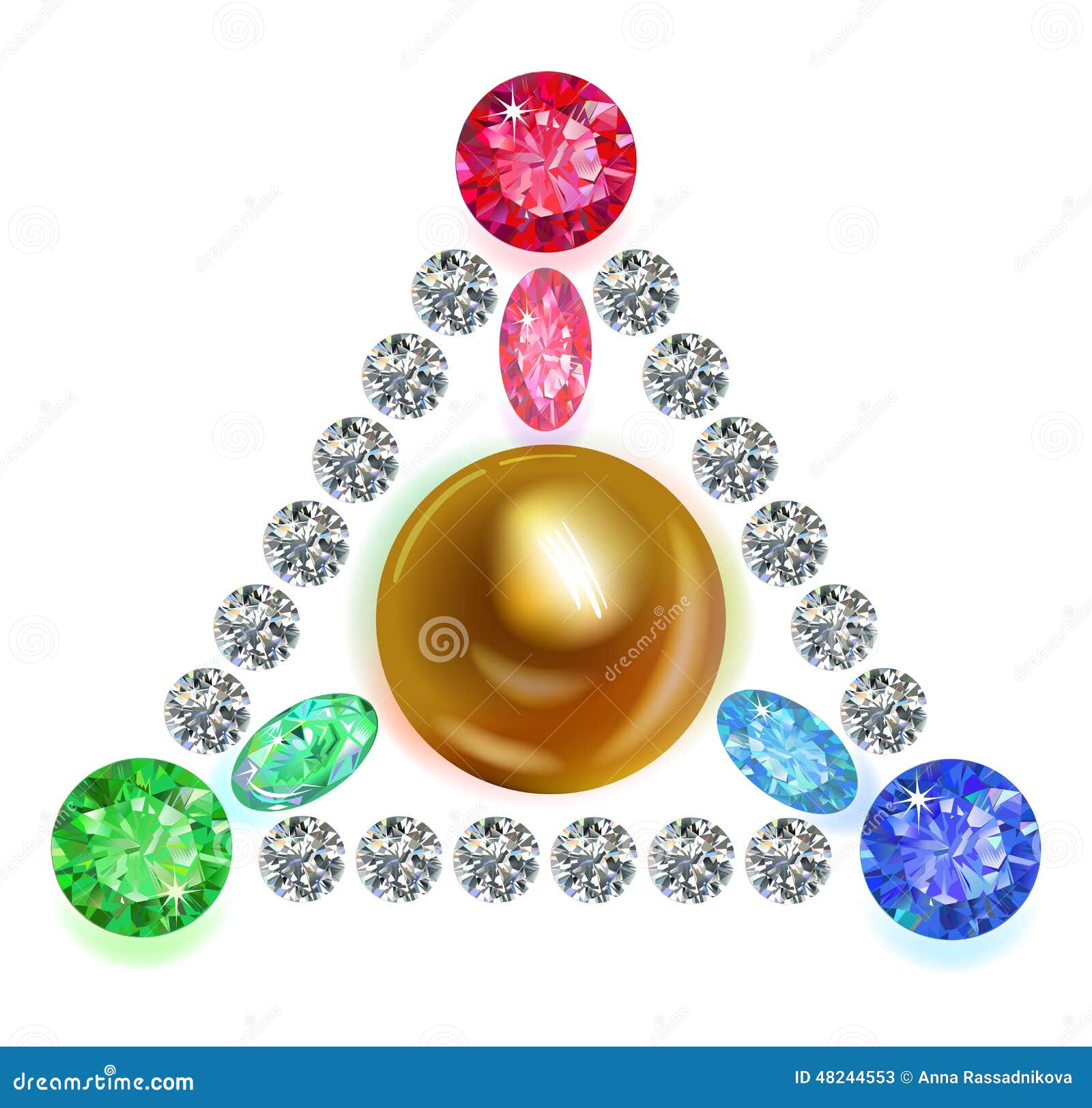 Equilateral Triangle Composition Colored Gems Set Stock Vector ...