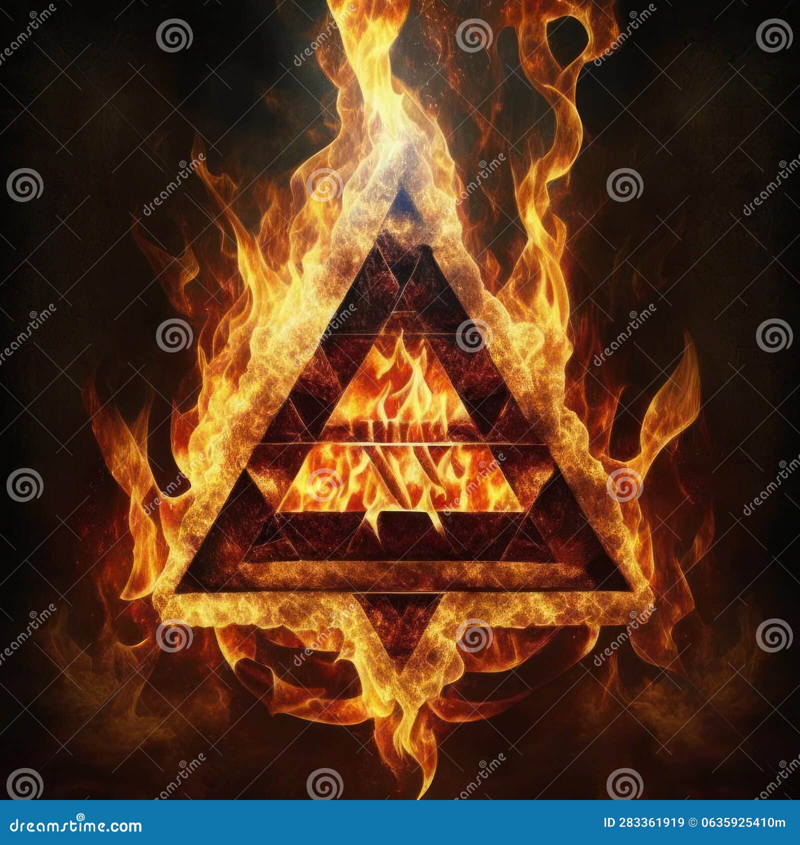 An Equilateral Triangle - the Symbol of the Sun Burns with Fire. Stock ...