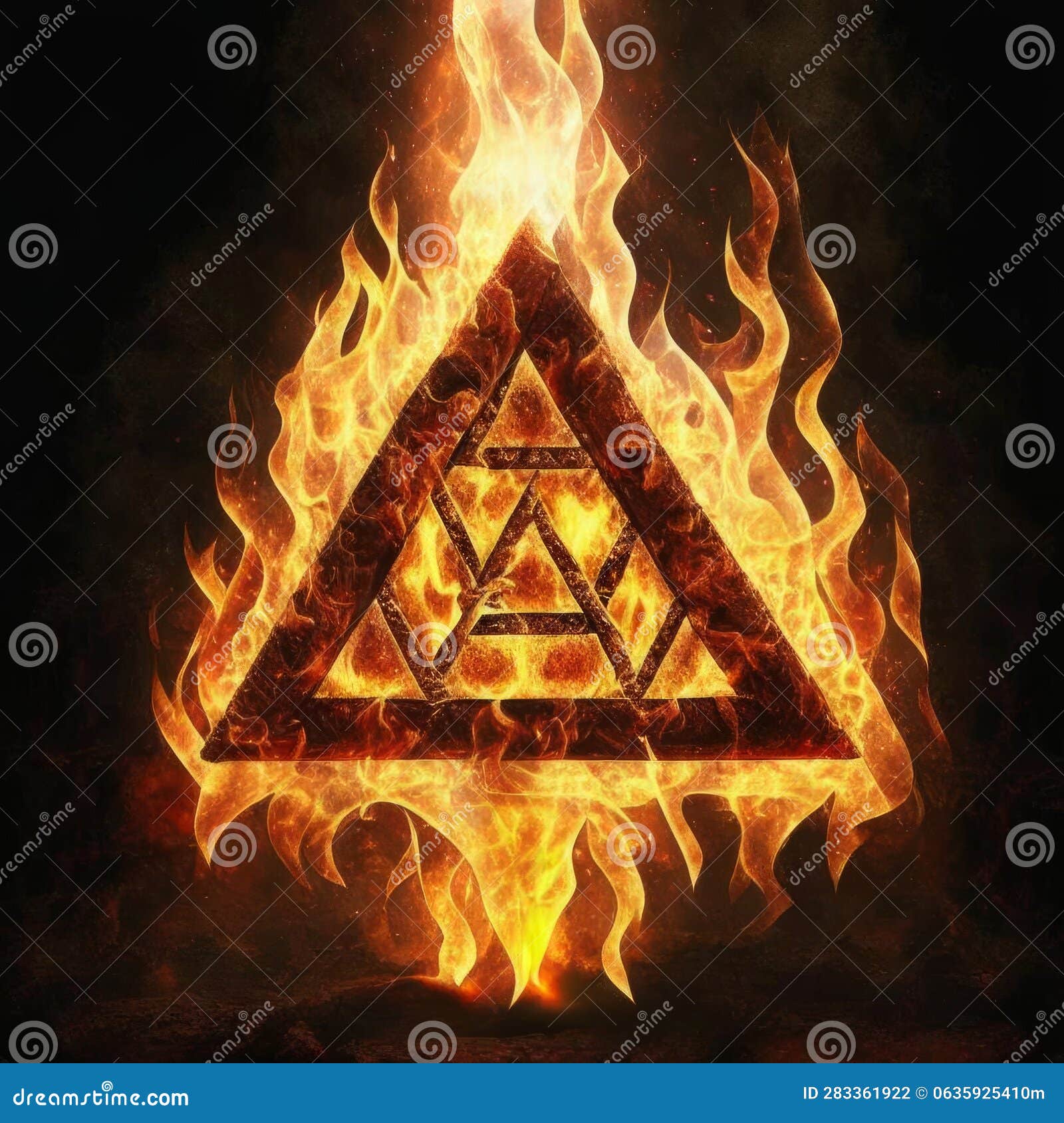 An Equilateral Triangle - the Symbol of the Sun Burns with Fire. Stock ...