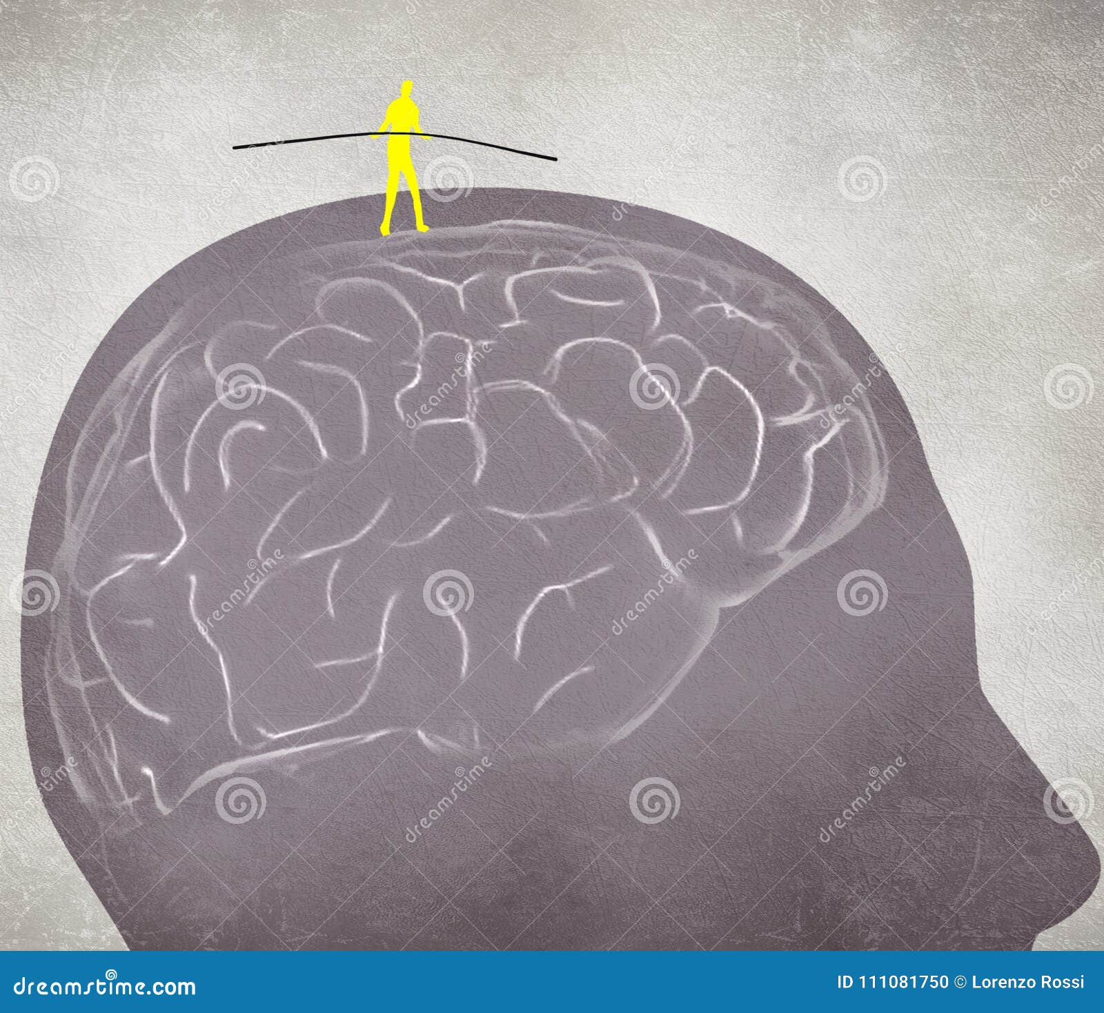 Equilibrist Walking on the Brain Stock Illustration - Illustration of ...