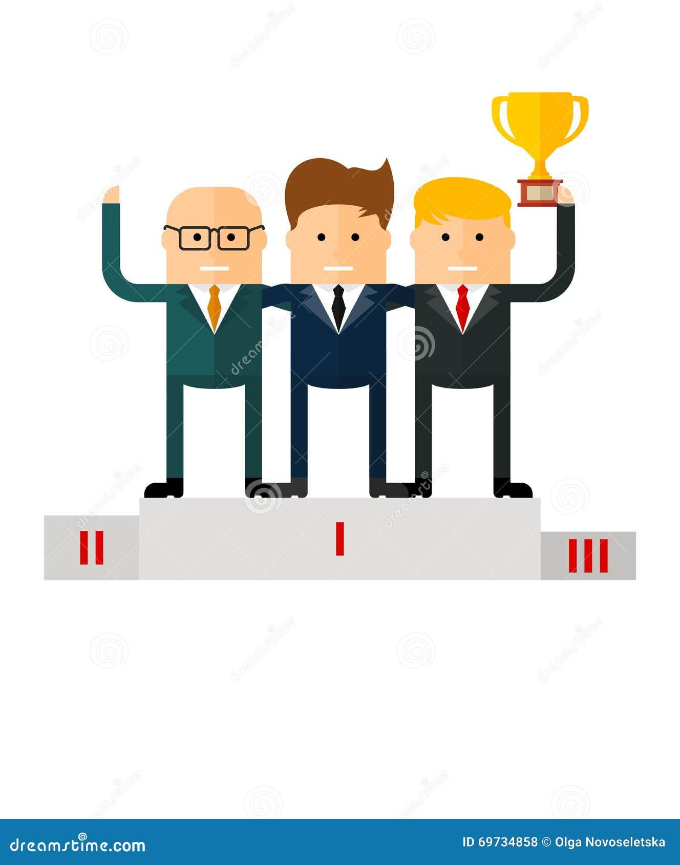 Equipa Vencedora Dos Trabalhos De Equipa No Pódio Ilustração do Vetor ...