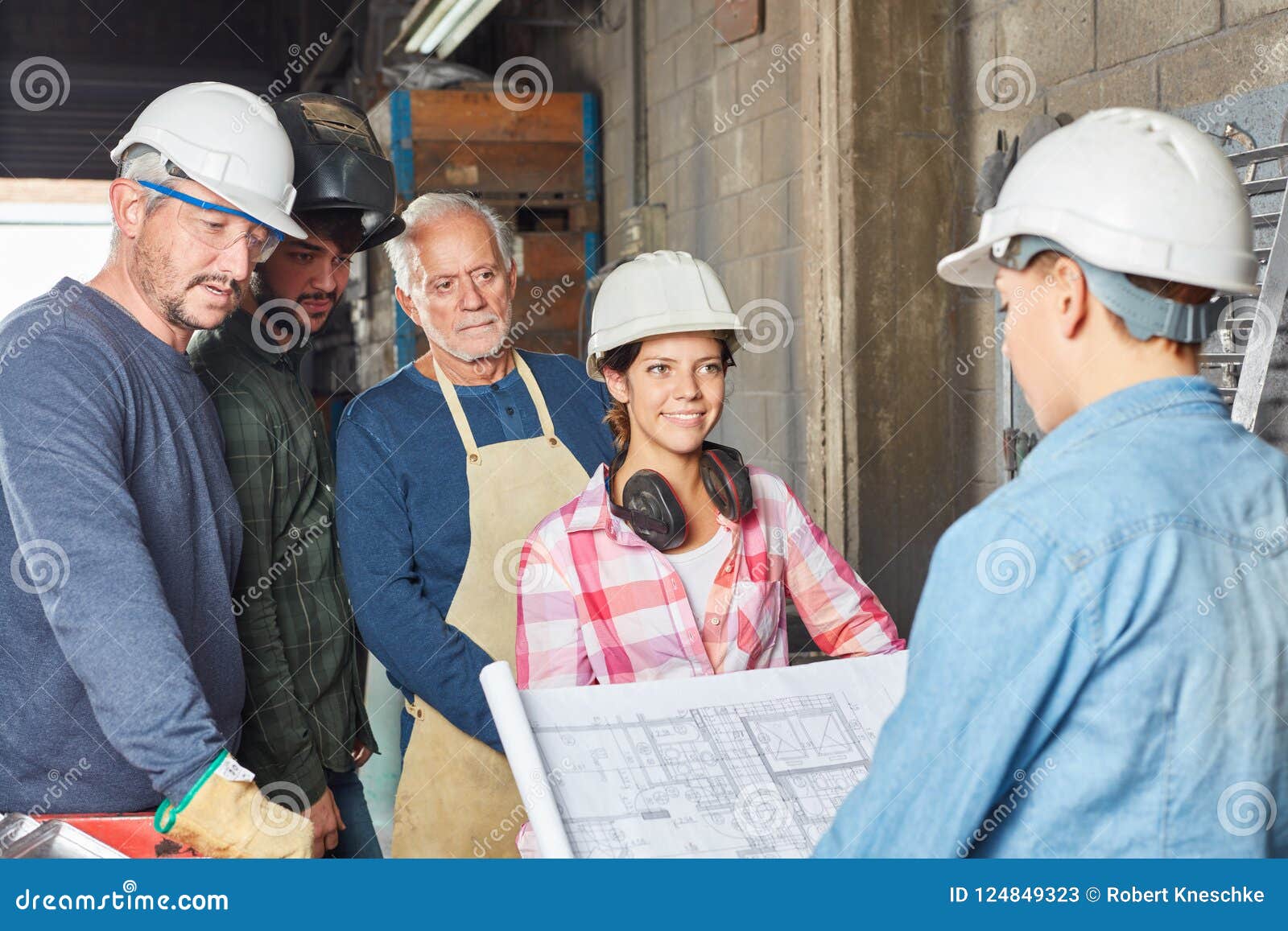 Equipe De Trabalhadores Do Colarinho Azul Imagem de Stock - Imagem de ...