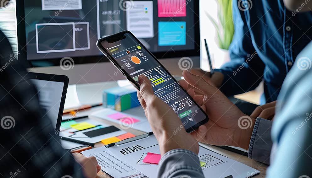Equipe Do Desenvolvedor Do Ux E Do Designer Ui Para Brainstorming Interface Wireframe ...