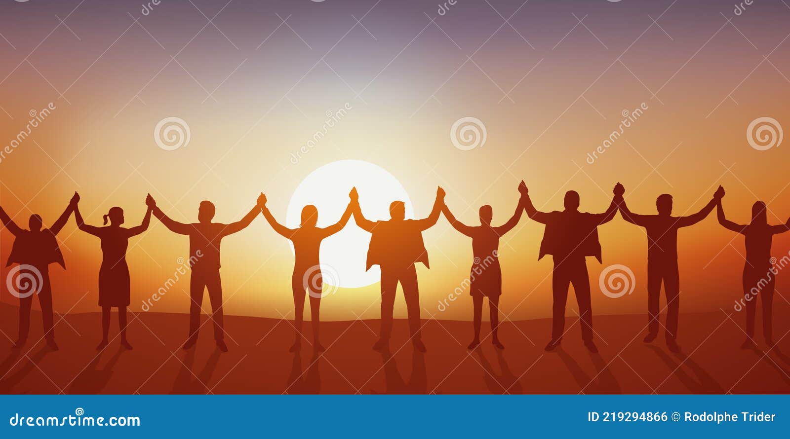 A Group Forms a Human Chain by Joining Hands. Stock Vector ...