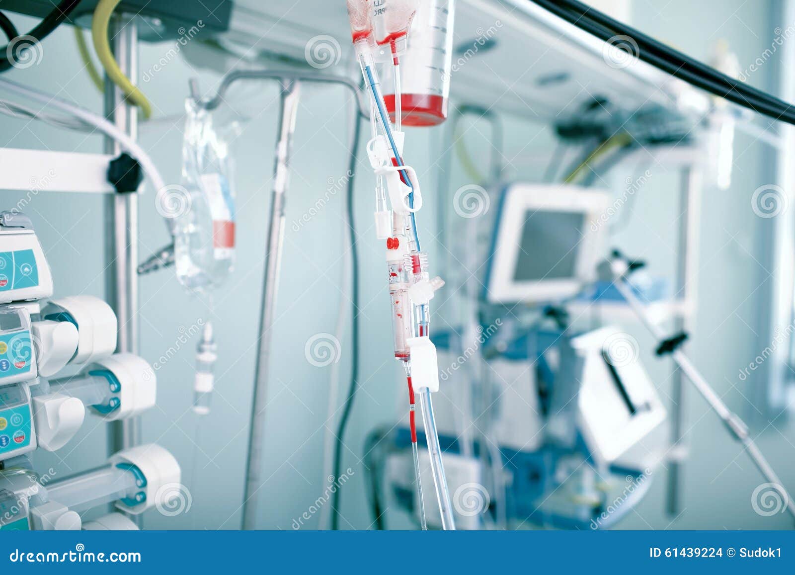 Equipment with the Blood in the ICU Stock Photo - Image of hemo ...