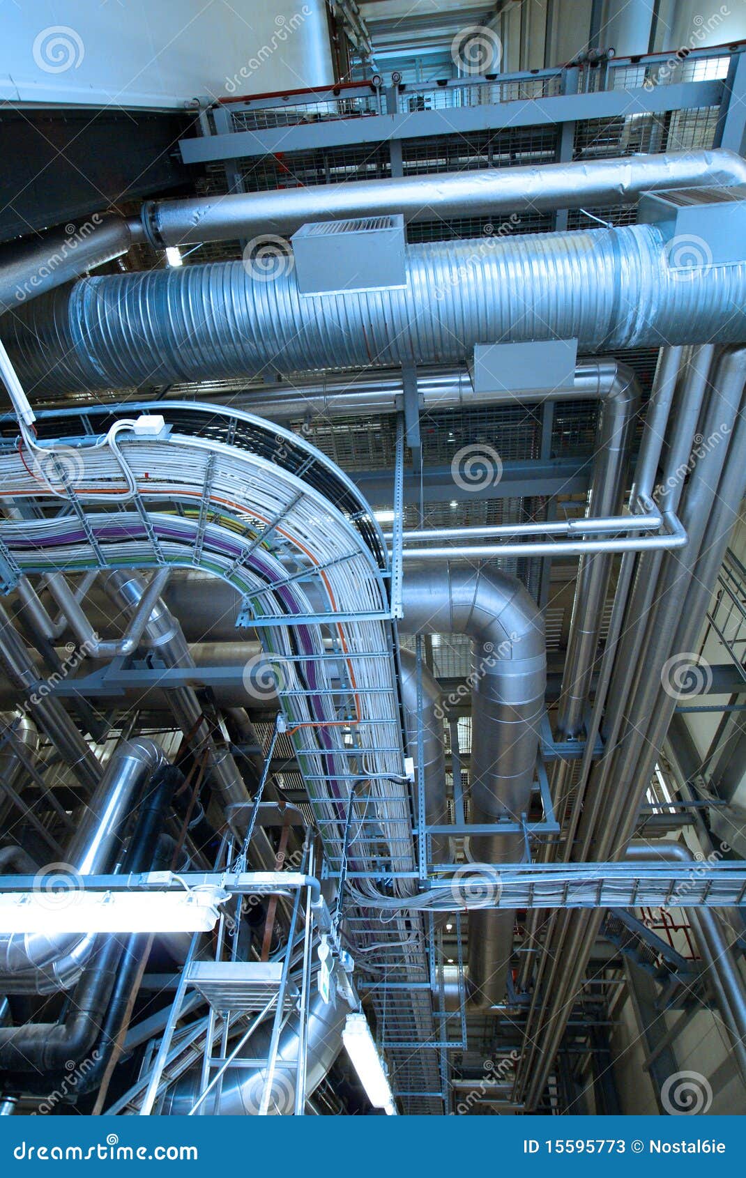 Equipment, Cables And Piping At Plant Stock Image - Image of piping ...