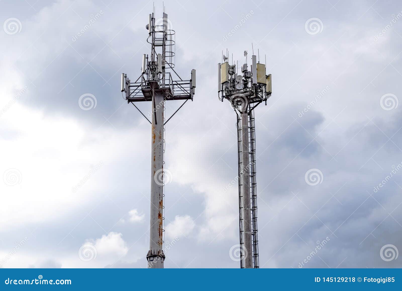 Equipment on Cell Phone Towers Stock Photo - Image of base, frame ...