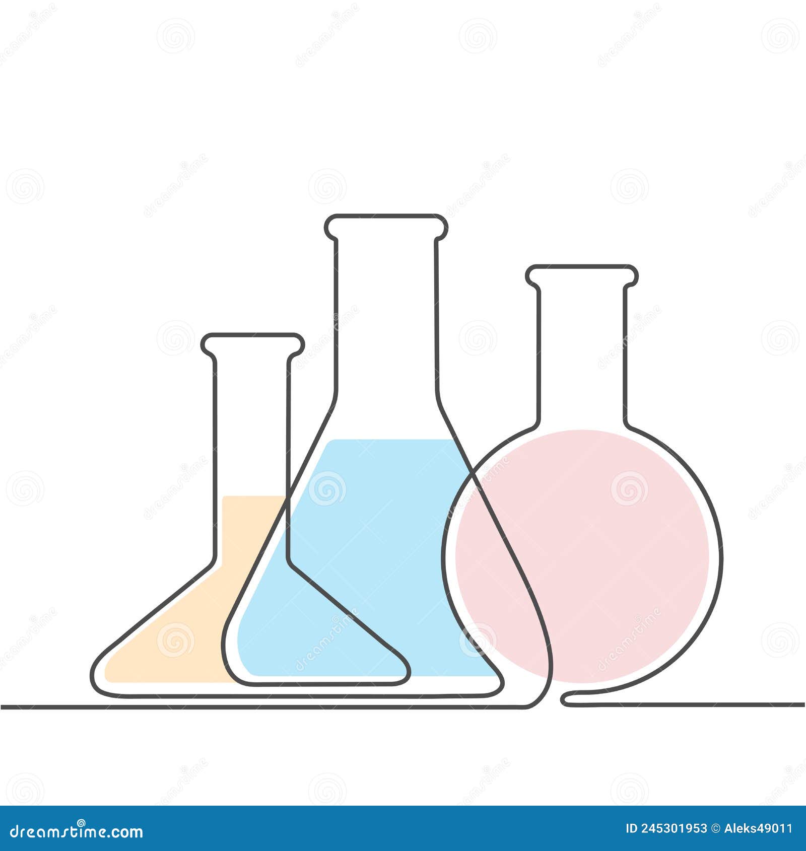 Equipment for Chemic Lab.Chemical Flasks.One Line Drawing.Vector ...