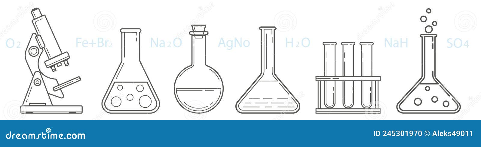 Equipment For Chemic Lab.Chemical Flasks.One Line Drawing.Vector ...