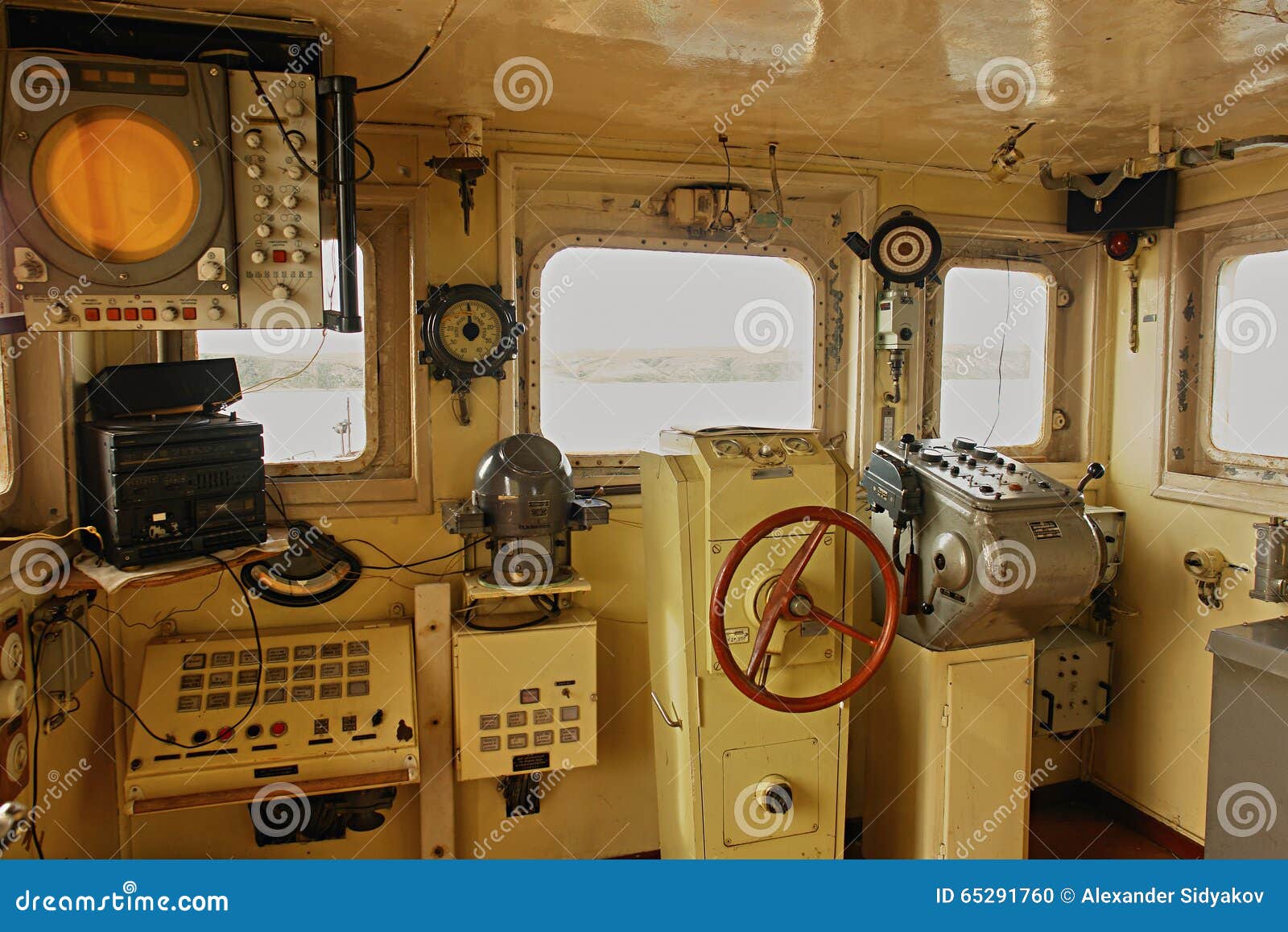 Equipment in the Cockpit of an Old Ship. Stock Photo - Image of driving ...