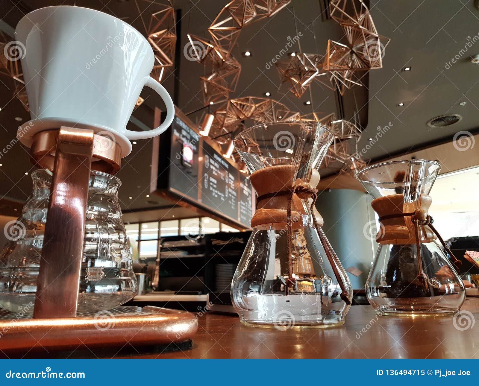 The Equipment of Coffee Drip and Tea Brewing Method on Counter at ...