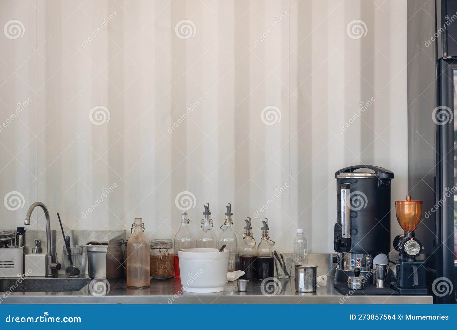 Equipment with Coffee Maker, Bottles and Raw Materials for Making ...