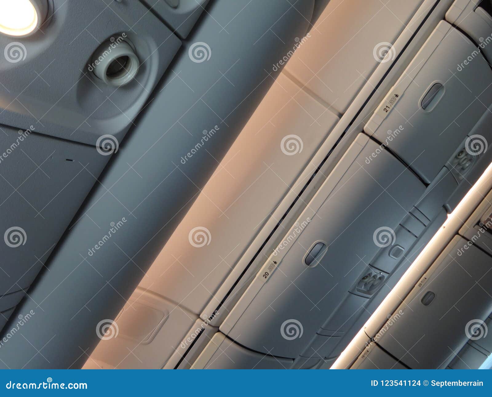 A ceiling of an airplane stock photo. Image of aviation - 123541124