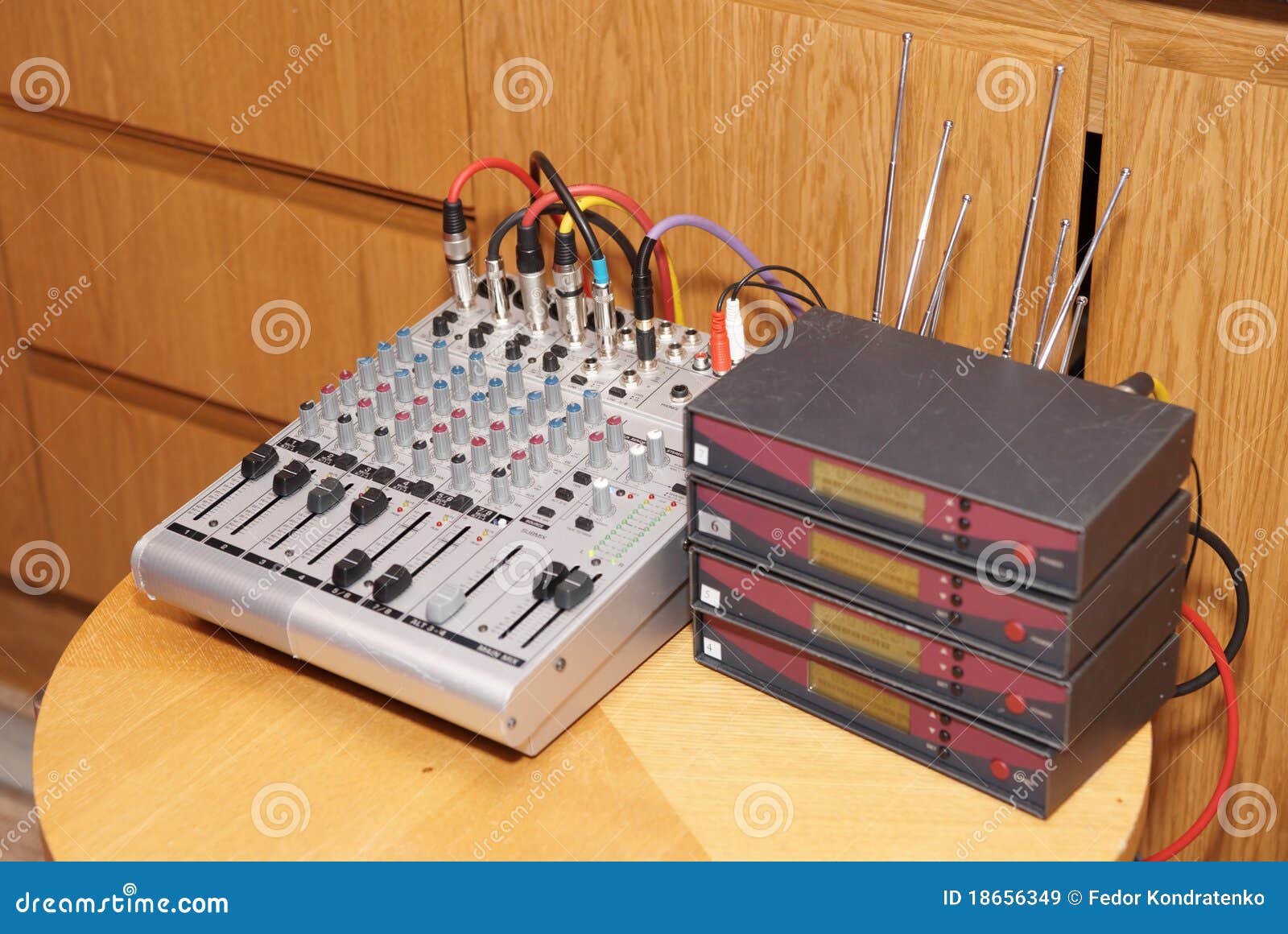 Equipment on Conference Table Stock Image - Image of audio, information ...