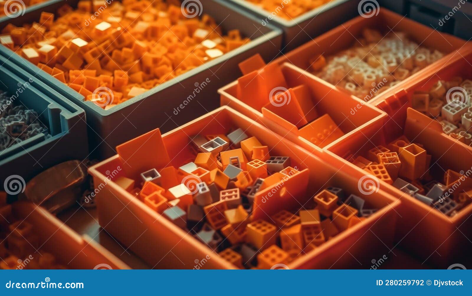 Equipment in Construction Industry Stack Large Containers in Warehouse ...