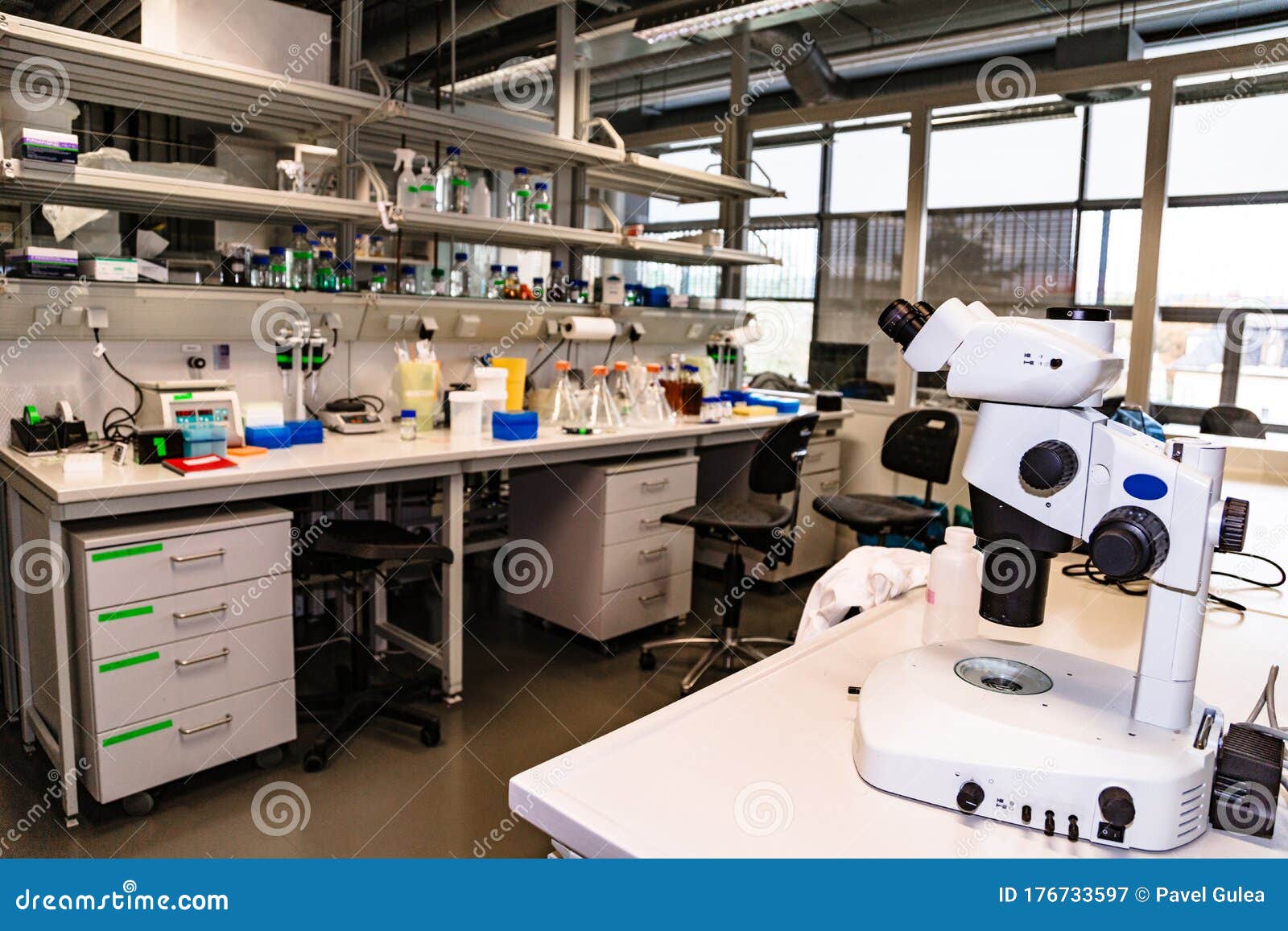 Equipment in Empty Laboratory Prepared for Work Stock Image - Image of ...