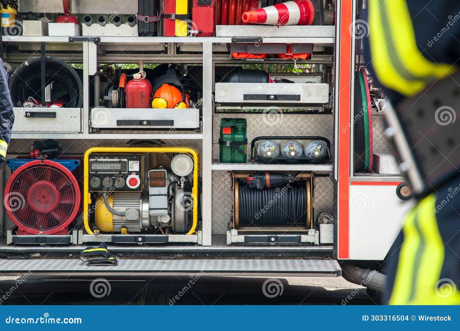 Equipment of the Firefighters Ready for the Operation Stock Photo ...