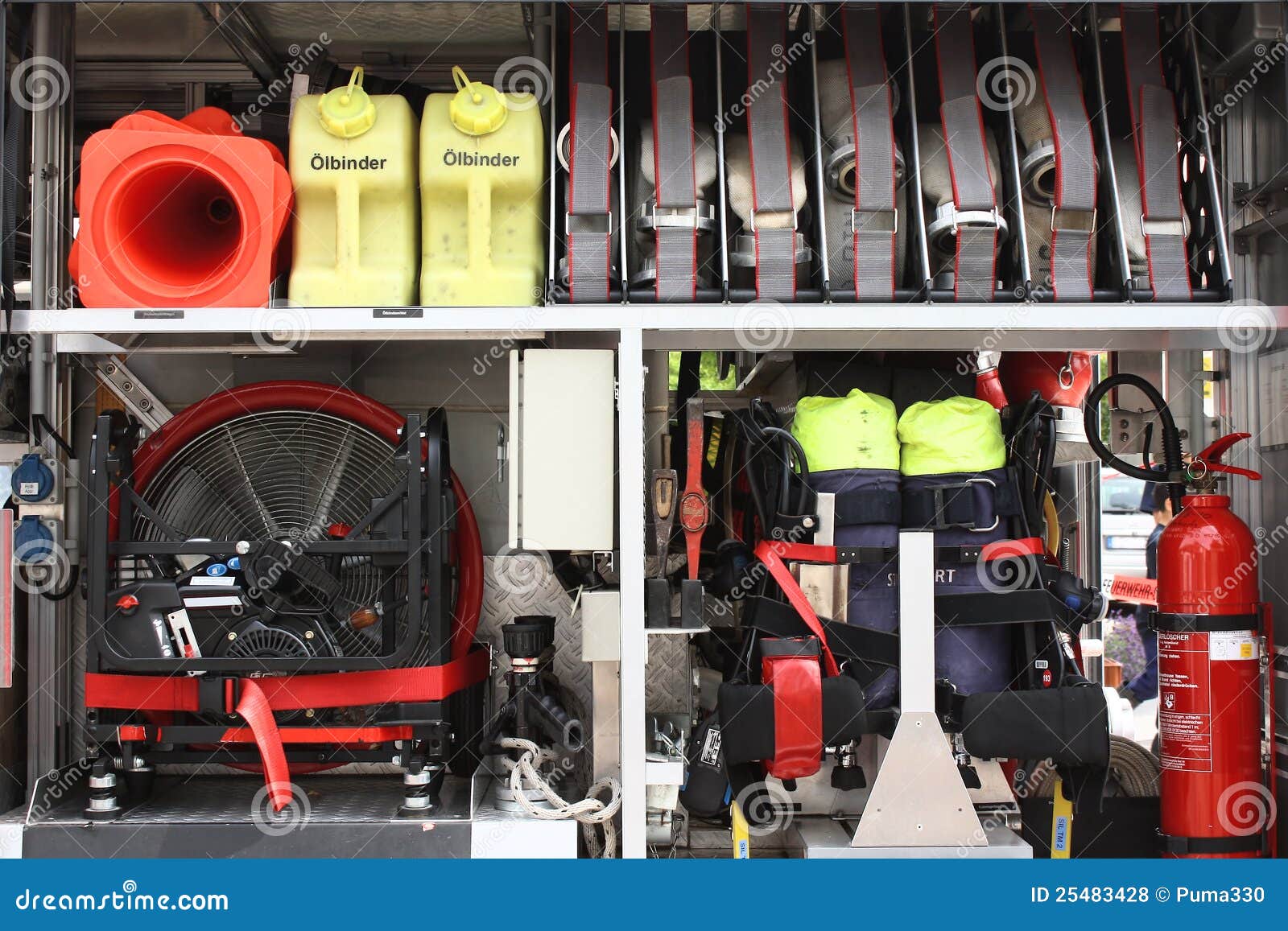 Equipment in a firetruck stock photo. Image of pump, blue - 25483428